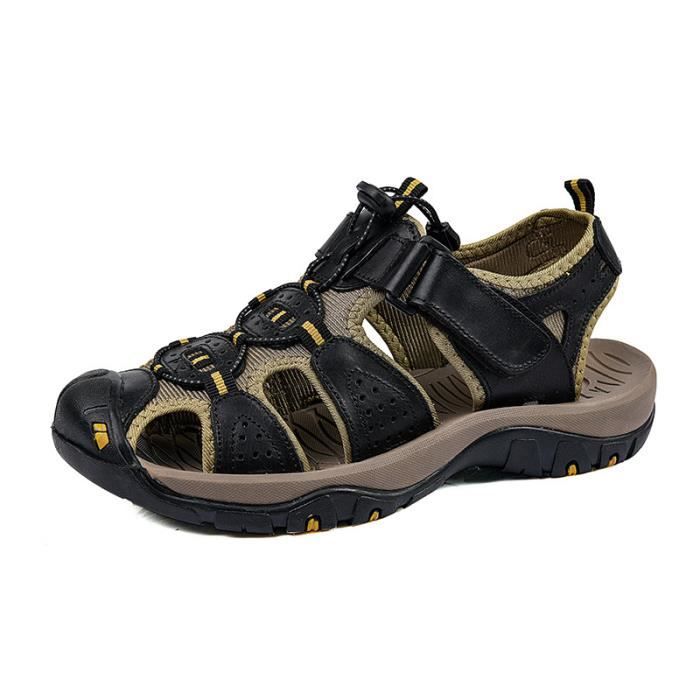 Sandales Homme Cuir de Randonnée Bout Fermé Ete Extérieur Respirante ...