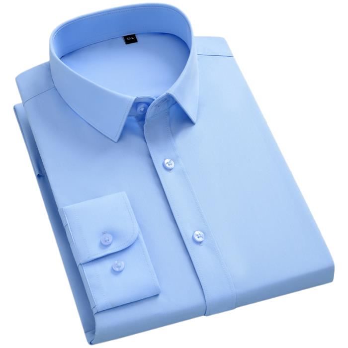 Chemise habillée monochrome pour homme - col classique déformable ...