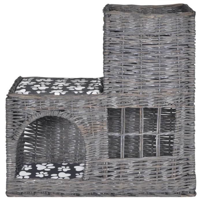 GAR'S Niche d'arbre à chat avec griffoir et coussin Château en saule ...