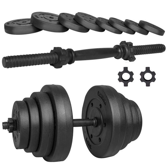 Haltère courte - Springos® - 20 kg - Noir - Mixte - Idéal débutants et ...