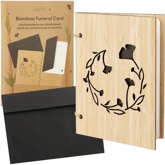 LIVAIA Carte de condoléances en bambou avec enveloppe: Cartes de ...