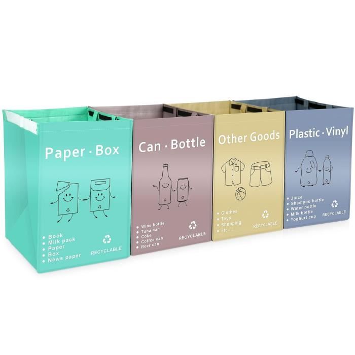 BOMEI PACK Lot de 4 bacs de déchets Poubelle Trieur à déchets Poubelle ...