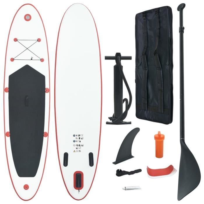TMISHION Stand Up Paddle Planche à rame Rouge et blanc/2 - Cdiscount Sport