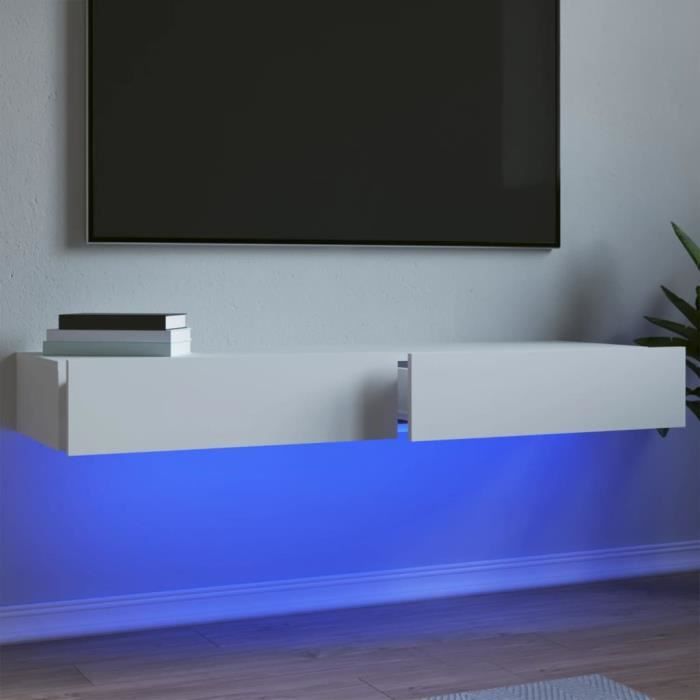 "BEST"Banc TV Meubles TV avec éclairage LED - 2 pcs - blanc 60x35x15,5 ...