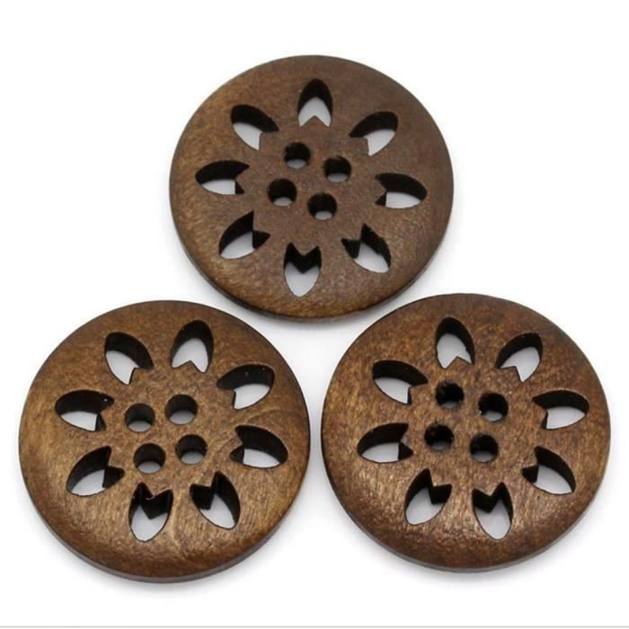 Lot de 50 Boutons en Bois Peints pour Couture et Loisirs créatifs ...