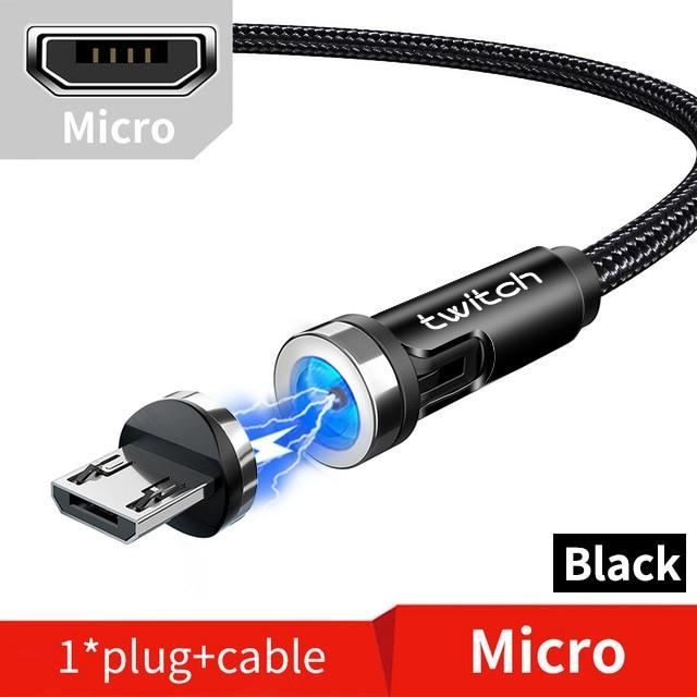 Black Micro Cable-2m -Câble micro USB Type C pour téléphone portable ...