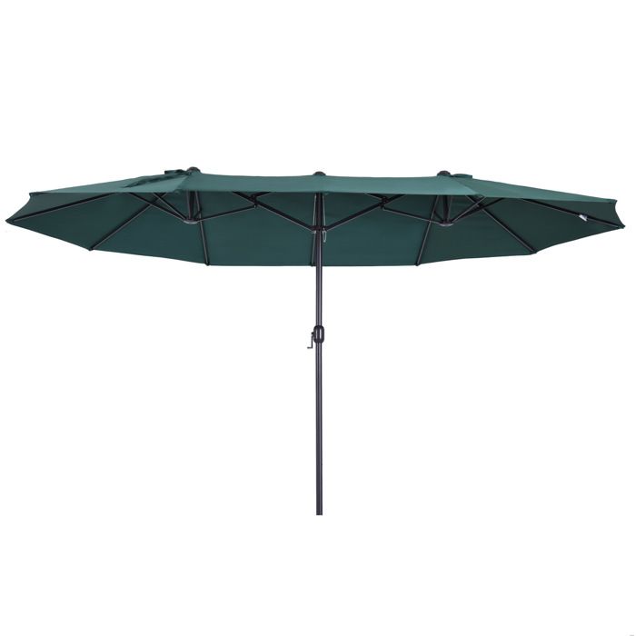 Parasol double de jardin ovale vert foncé avec manivelle 460 x 270 x ...