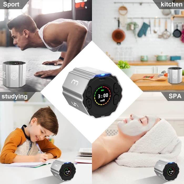 Ushining Minuterie Cube, Minuteur Cube Pomodoro Minuterie Oeufs avec ...