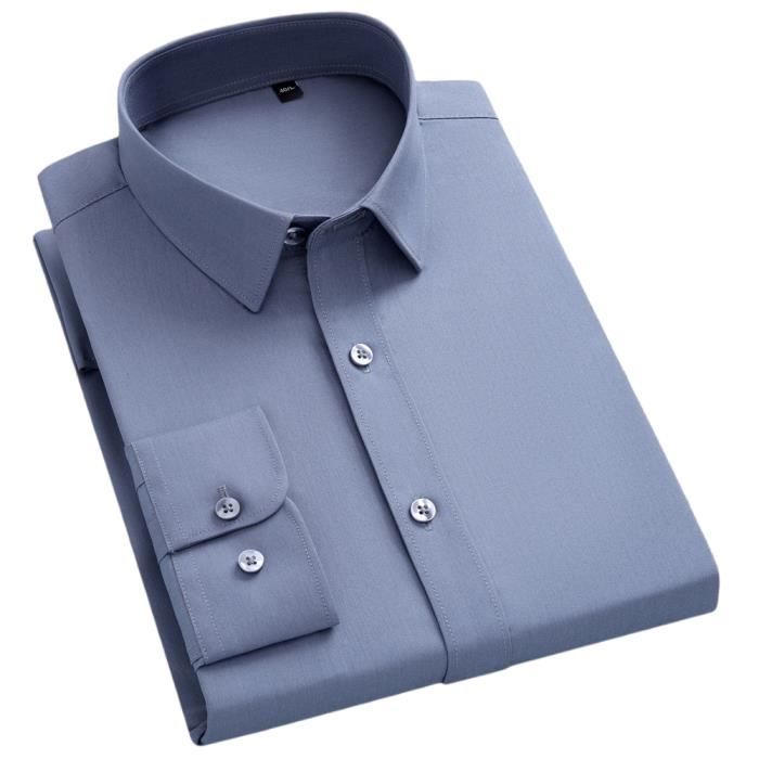 Chemise habillée monochrome pour homme - col classique déformable ...