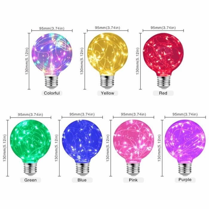 AMPOULE LED,Rose--Ampoule en verre G95 E27 110V 220V, guirlande LED ...