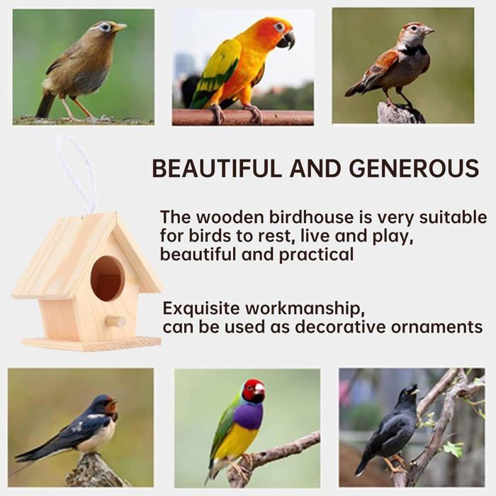 Mini Nichoir en Bois à Suspendre, 4 Nids D'oiseaux Pour L'extérieur ...