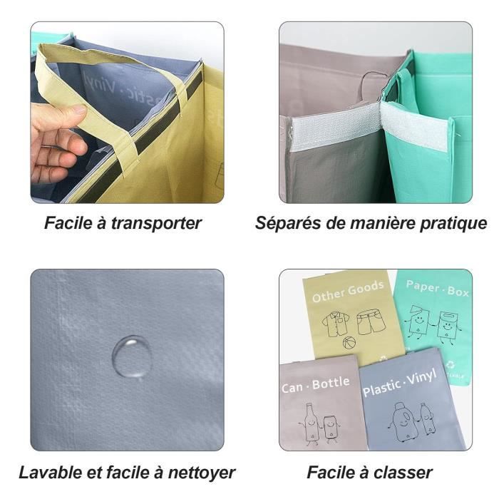 BOMEI PACK Lot de 4 bacs de déchets Poubelle Trieur à déchets Poubelle ...