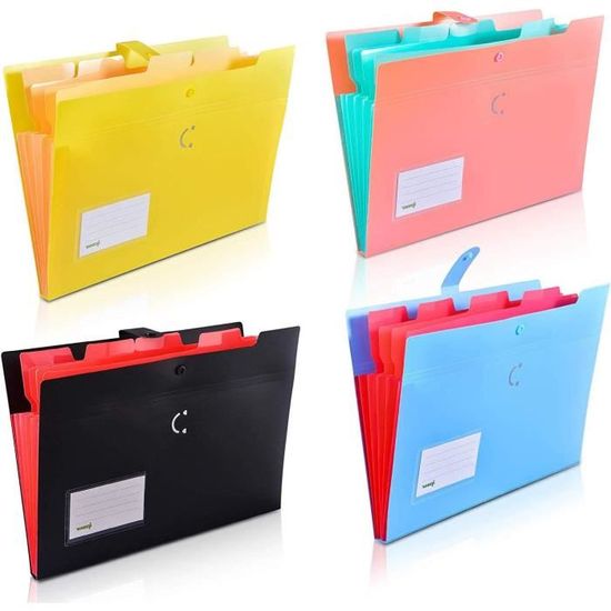 Lot De 4 Chemises De Classement Extensibles A4 Organisateur De ...