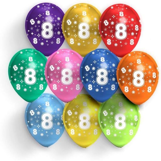 Ballons Chiffre 8 - Anniversaire Ballons 8-10 Pièces Ballons Pour 8Er ...