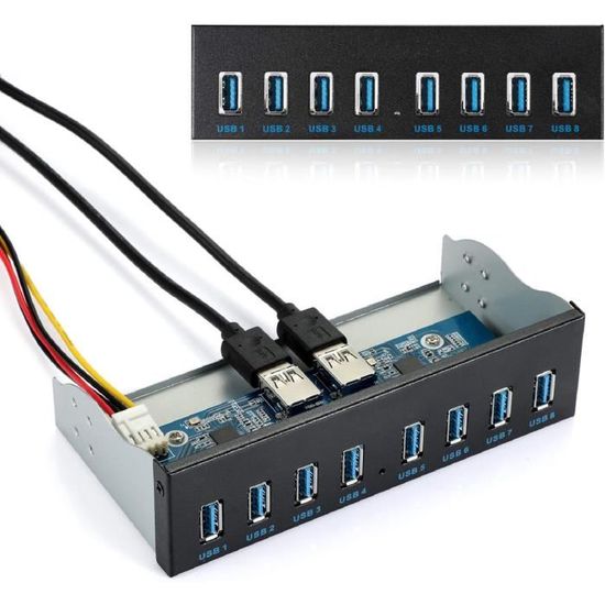 Face Avant Usb, Hub Usb3.0 19Pin 8 Ports Extension Du Lecteur Optique ...