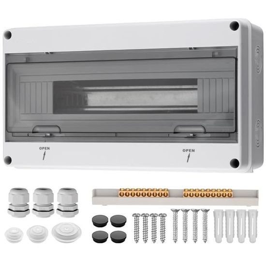 Coffret Electrique Etanche Exterieur IP65 Boîtier de Distribution Exposé 18 Modules avec ...
