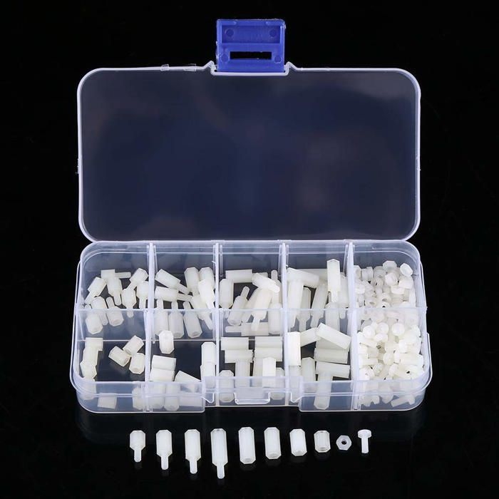 200 Pcs M2.5 Mâle à Femelle Blanc Nylon Hex PCB Standoff Vis Écrous ...
