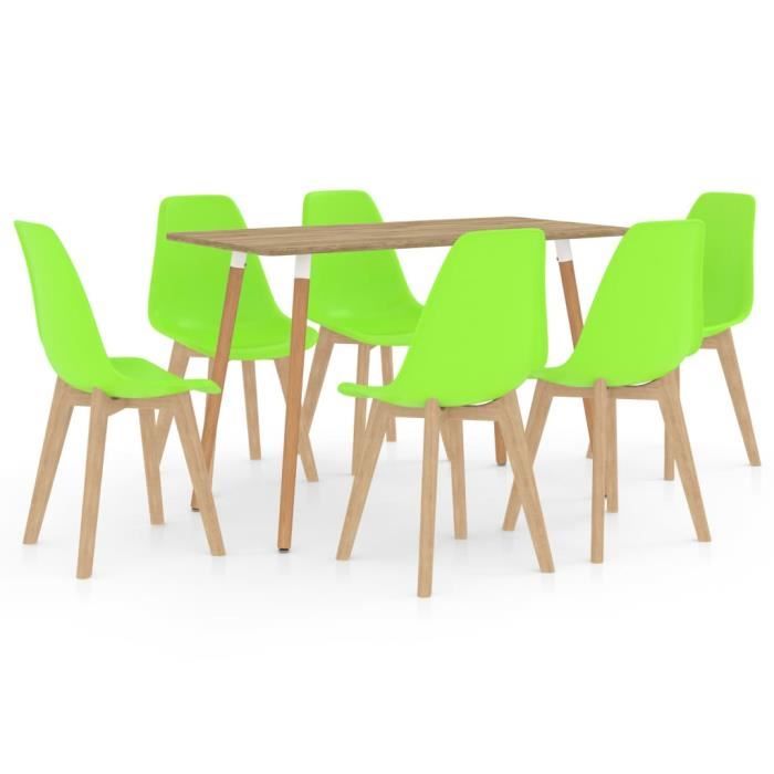 Ensemble de Table à Manger et 6 Chaises - MobilierDesign - Vert - Métal ...