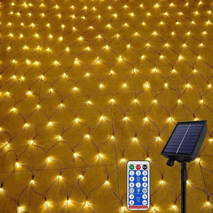 Filet Lumineux Solaire Led 6X4M, Minuterie 8 Modes Télécommande ...