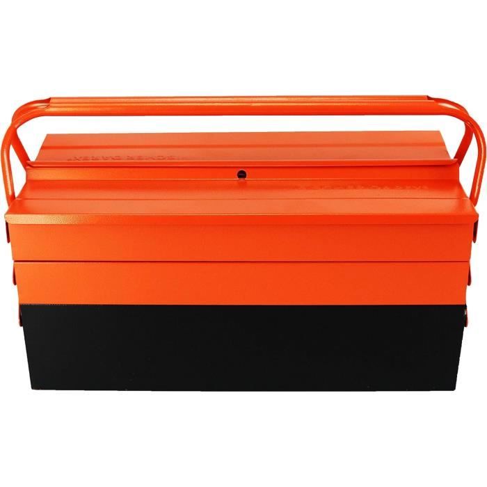 Caisse À Outils Métal 5 Cases 53 Cm Epaisseur 4 Mm Orange-Noire[n964 ...