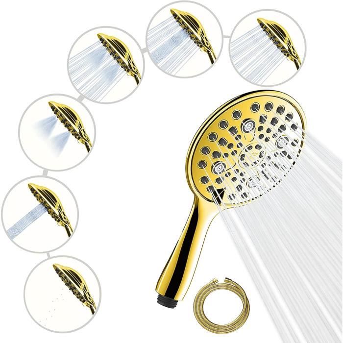 6-Function High Pressure Shower Head - 6" Wide Angle Handheld Shower ...