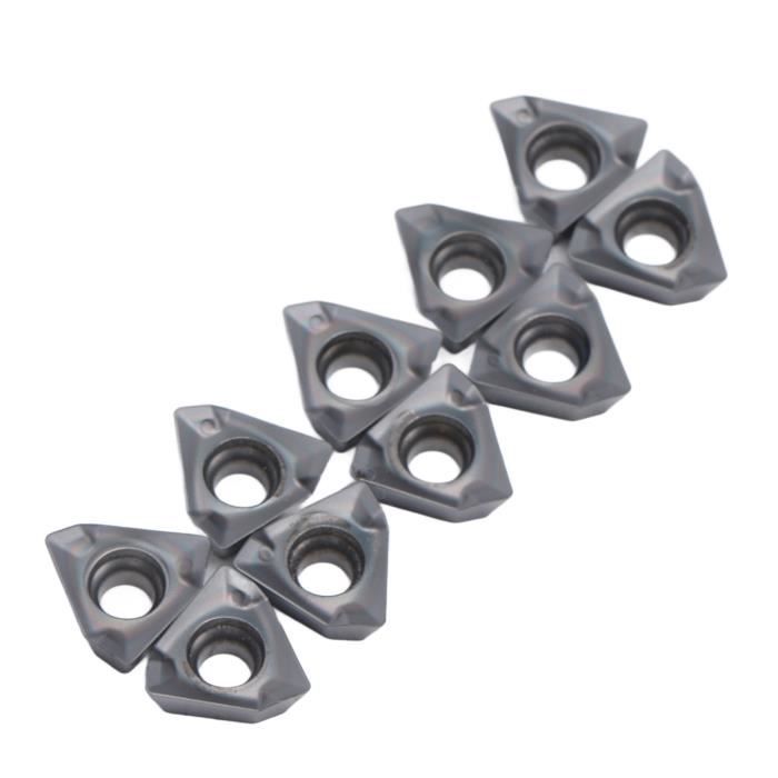 EJ.life Insertion de tournage 10 pièces tournant Insert carbure cémenté tour Cutter fraisage CNC ...