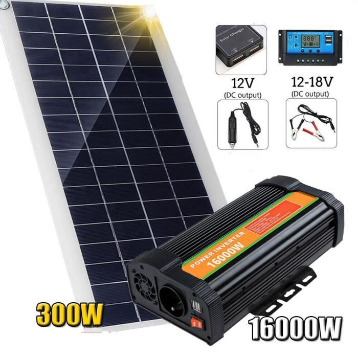 Kit de panneau solaire 300 W 12 V -Avec contrôleur solaire 100 A -Onduleur Solaire 16000W Pour ...