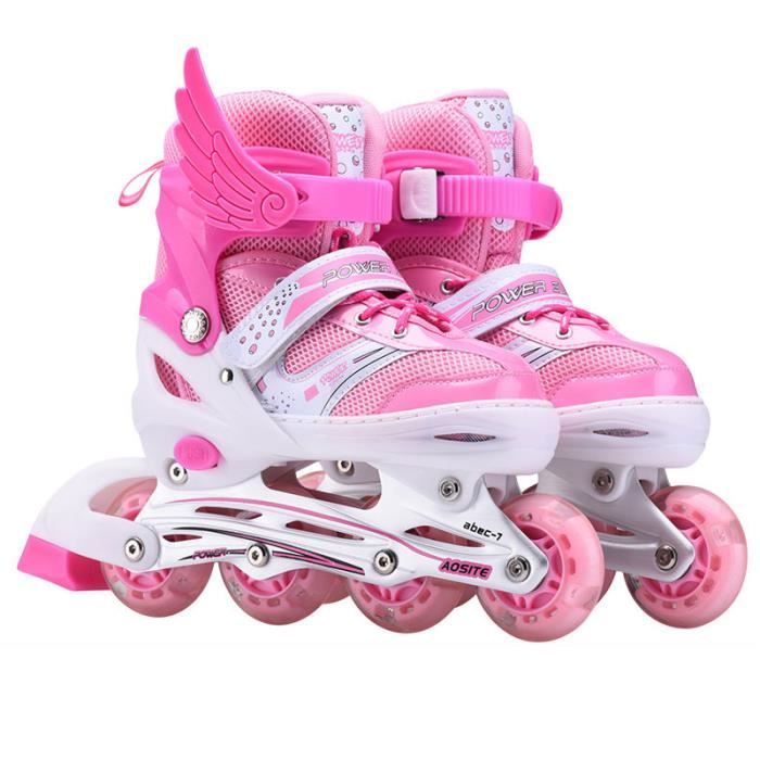 Roller Inline - Rollers Enfant Réglables avec Flash - Rose B 8038 ...