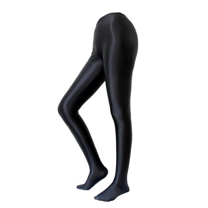 Noir collants opaques en satin brillant, look mouillé, sexy, brillant ...