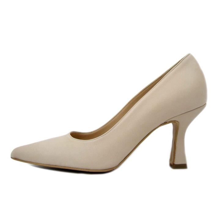 Escarpin Femme - OSVALDO PERICOLI - Cuir Souple Beige - Talon Bobine ...