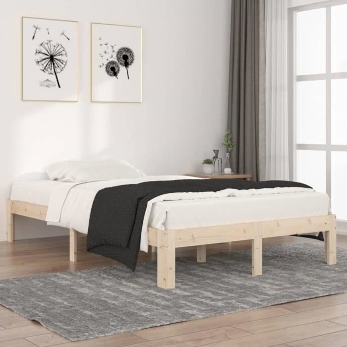 Lit Simple Adulte 120x200cm | Cadre de lit en Bois plateforme 1 ...