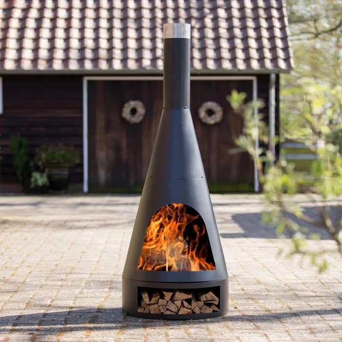 RedFire Cheminée Acier Noir Mat Foyer d'Extérieur Brasero Jardin ...