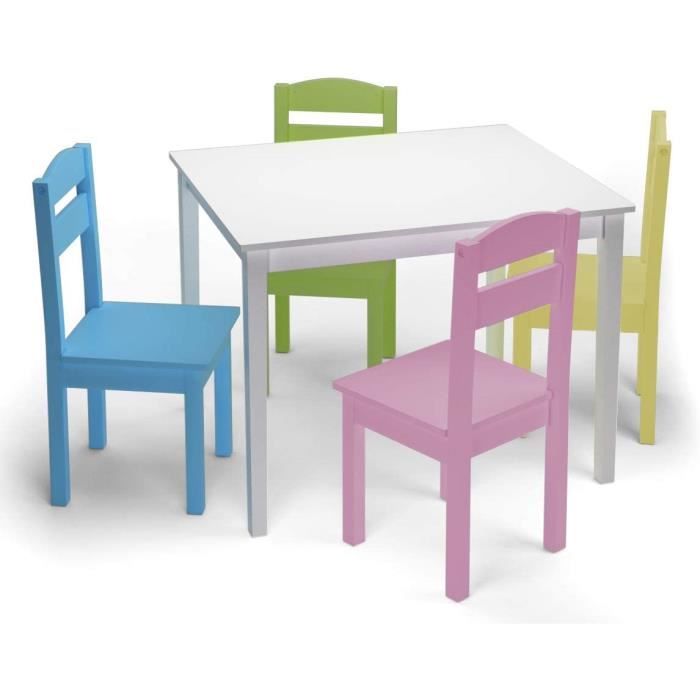 RELAX4LIFE Ensemble Table et 4 Chaises pour Enfants, pour Manger, Jouer ...