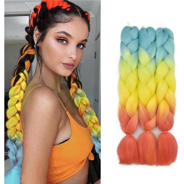 Kanekalon Meches Tresse Cheveux,Ombre Jumbo Braiding Hair,Lot de 3 ...