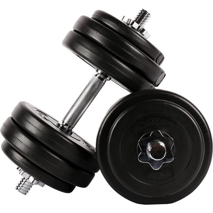 MSPORTS Set d'haltères - au choix - 20 kg ou 30 kg - Set d'haltères ...