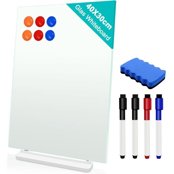 Tableau Blanc En Verre - 40 X 30 Cm - Portable - Avec Support - Mini ...
