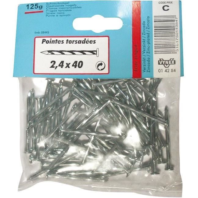 Pointes torsadées - VYNEX - 2.4x40 mm - Acier zingué - Cdiscount Bricolage