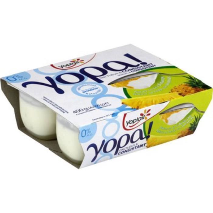 YOPLAIT Yopa - Yaourt nature 0% et ananas 4x100g - Cdiscount Au quotidien
