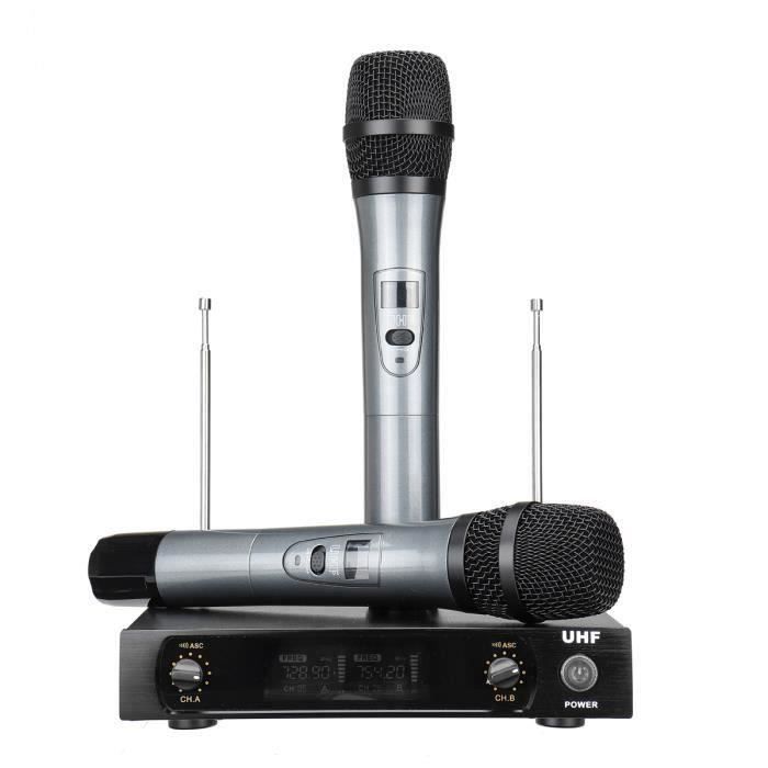 YS19956- UHF Sans Fil Microphone Récepteur Système Double Micro à Main ...