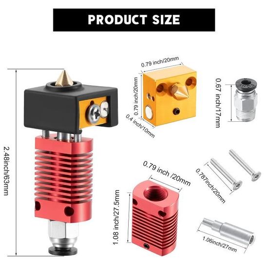 Ender 3 Hotend, Kit Hotend Assemblé par Extrudeuse D'Imprimante 3D 24V 40W Compatible avec L ...