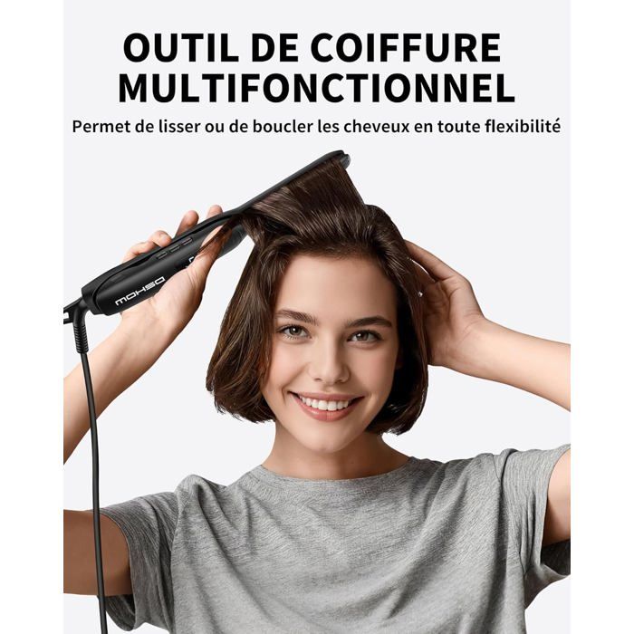 Mini lisseur cheveux courts KAL 2 en 1 noir,fer compact pour barbe ...