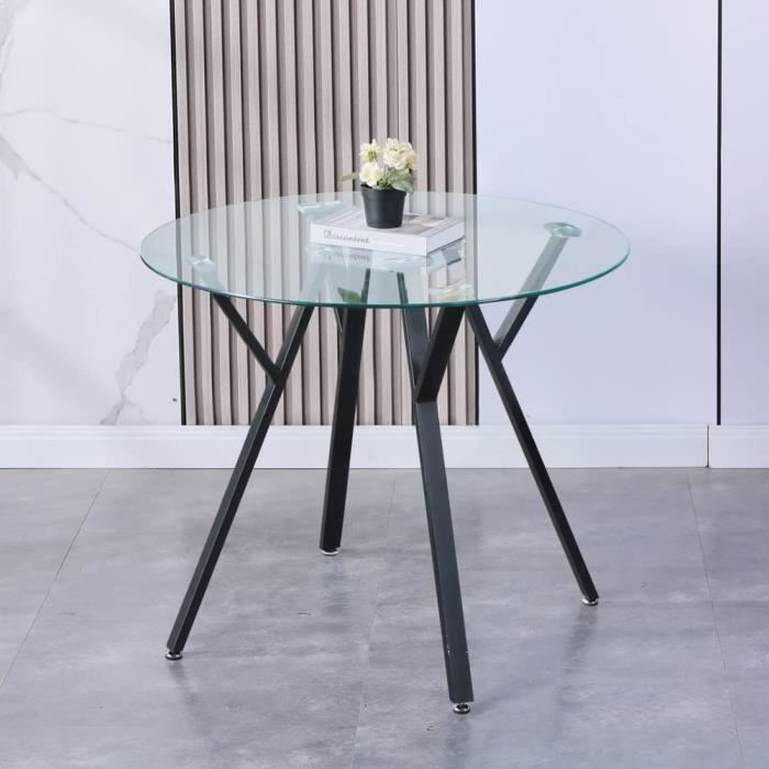 Ronde Table de Cuisine Table Salle à Manger en Verre Moderne Petite ...