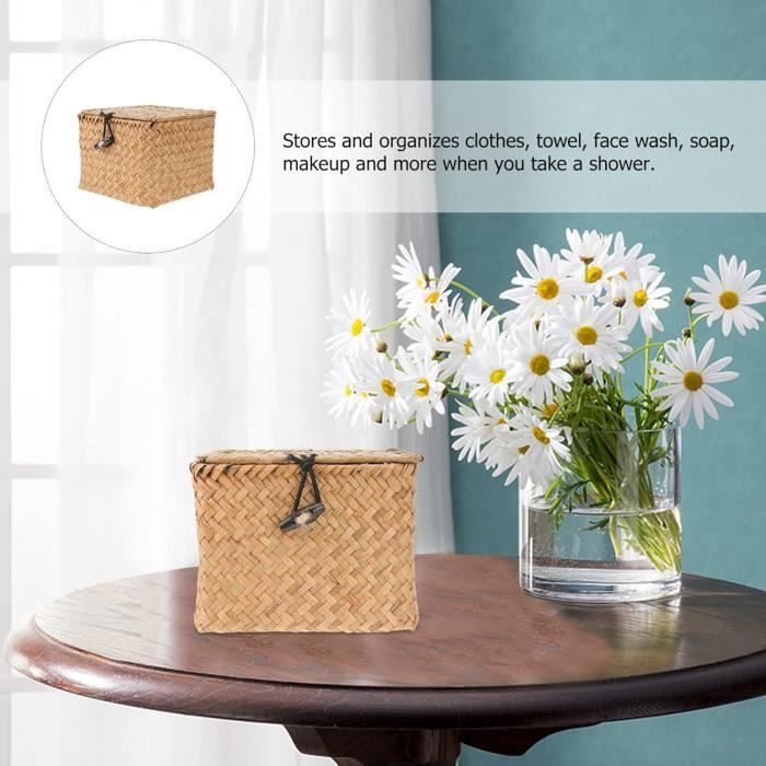 Petit Panier De Rangement En Osier Tissé Pour Le Linge Avec Couvercle ...