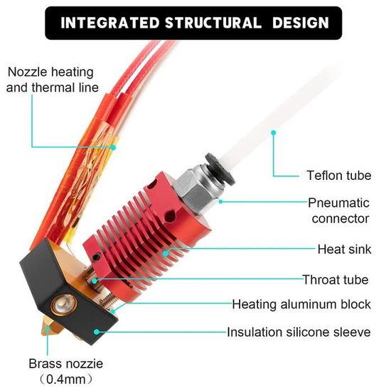 Ender 3 Hotend, Kit Hotend Assemblé par Extrudeuse D'Imprimante 3D 24V 40W Compatible avec L ...