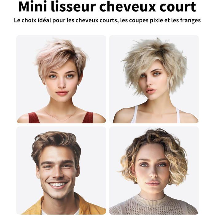 Mini lisseur cheveux courts KAL 2 en 1 noir,fer compact pour barbe ...