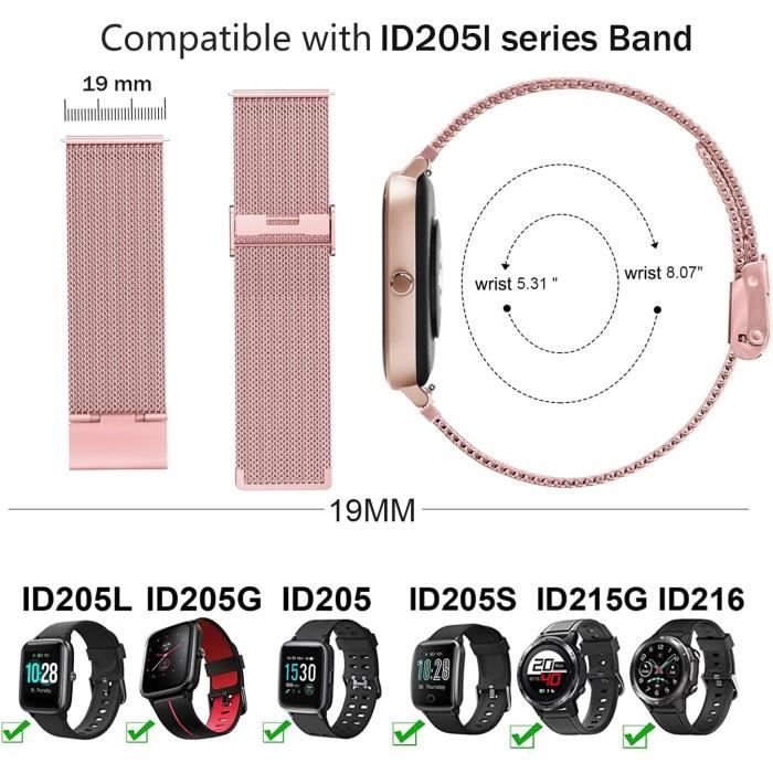 Bracelet Id 205L, bracelet en acier inoxydable de 19 mm, adapté pour ...