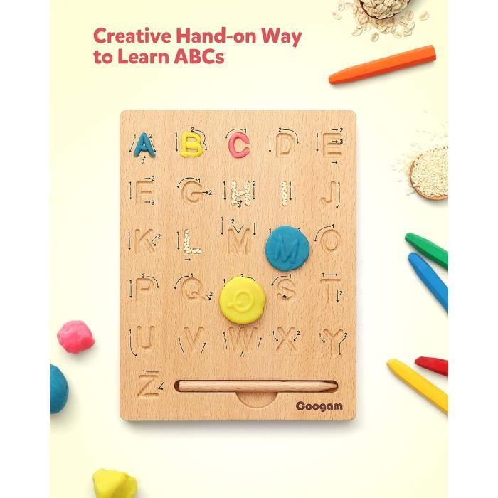 Planche de traçage de Lettre en Bois Double Face, Alphabet 123 Chiffres ...