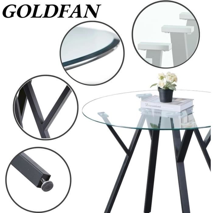 Ronde Table de Cuisine Table Salle à Manger en Verre Moderne Petite ...