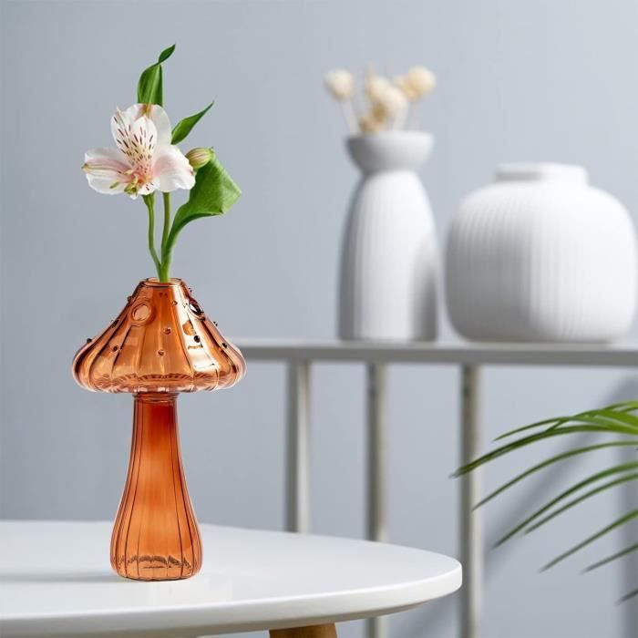 JYCRA Lot de 4 vases en verre en forme de champignon - 12,7 cm - Jolis ...