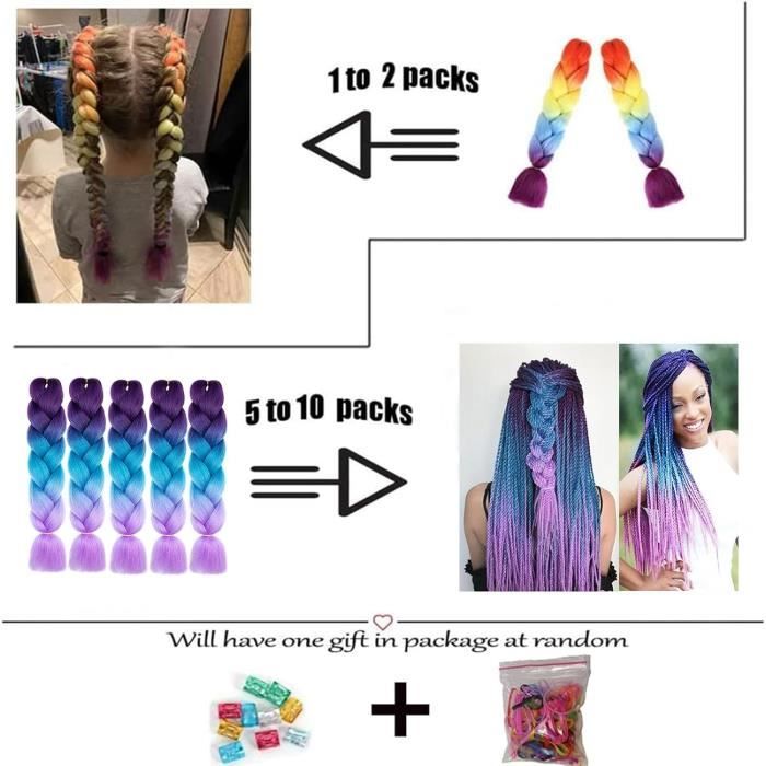 Kanekalon Meches Tresse Cheveux,Ombre Jumbo Braiding Hair,Lot de 3 ...